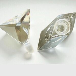 Other | Vintage Faceted Crystal Perfume Bottle With Geometric Diamond ...